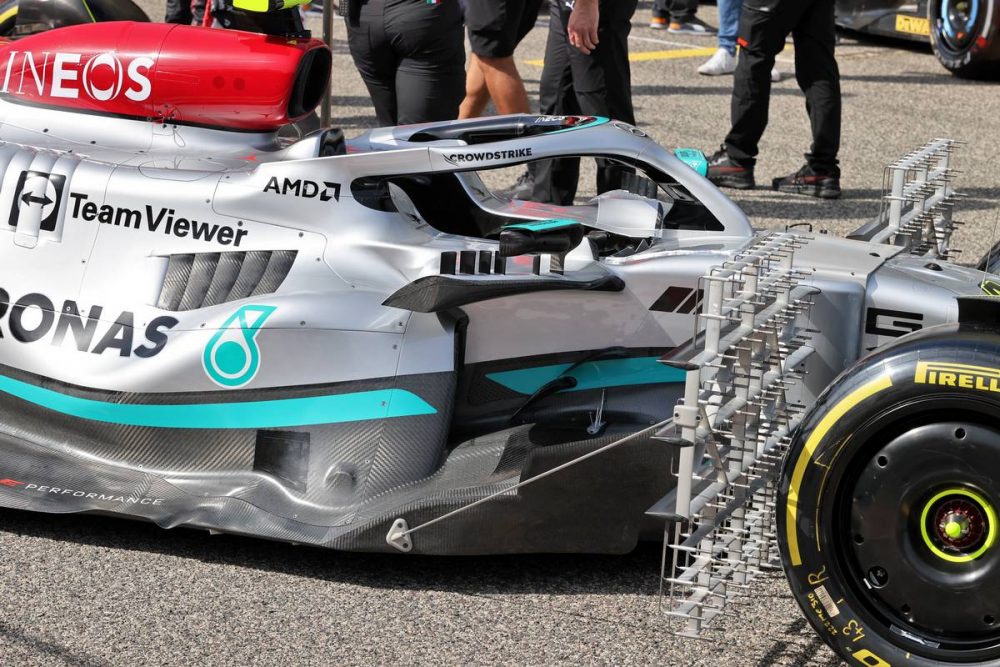 Mercedes rolls out radical 'zero sidepod' W13 in Bahrain